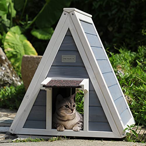 Petsfit Cat House for Outdoor Indoor Cats Weatherproof, Outside Feral Cat Shelter with Escape Door