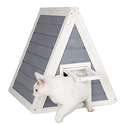 Petsfit Cat House for Outdoor Indoor Cats Weatherproof, Outside Feral Cat Shelter with Escape Door