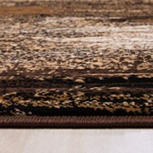 PRO RUGS Chocolate/Brown/Gold Abstract Contemporary Modern Design Mixed Colors Area Rug. (8 FEET X 10 FEET)