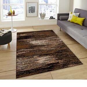 PRO RUGS Chocolate/Brown/Gold Abstract Contemporary Modern Design Mixed Colors Area Rug. (8 FEET X 10 FEET)