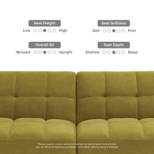 mopio Aaron Futon Convertible Sofa Sleeper Futon Twin Size with Arms Split Back Design 77.5" (Velvet, Antique Gold)