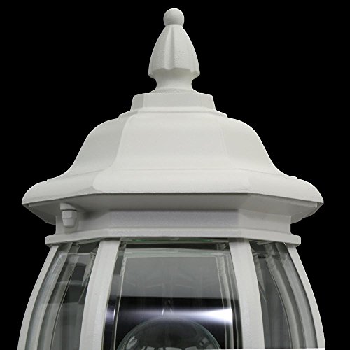 1-Light Outdoor White Wall Lantern with Clear Beveled Glass