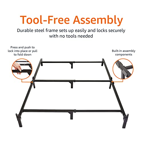 Amazon Basics Metal Bed Frame, 9-Leg Base for Box Spring and Mattress - Full, 74.5 x 53.5-Inches, Tool-Free Easy Assembly