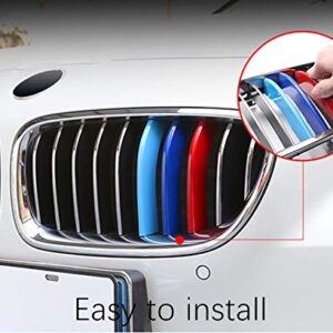 TOPGRIL M-Colored Stripe Grille Insert Trims M Sport Grille Insert Trim Strips For 2011-2013 BMW F10 F11 5 Series 528i 535i 550i Kidney Grills (12 Beams ONLY,Not For 10-Beam)