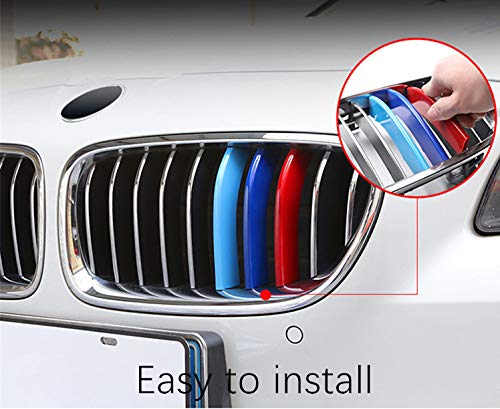 TOPGRIL M-Colored Stripe Grille Insert Trims M Sport Grille Insert Trim Strips For 2011-2013 BMW F10 F11 5 Series 528i 535i 550i Kidney Grills (12 Beams ONLY,Not For 10-Beam)