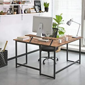 VASAGLE L-Shaped Computer Desk, Industrial Workstation for Home Office Study Writing and Gaming, Space-Saving, Easy Assembly, 55.1”D x 51.2”W, Rustic Brown