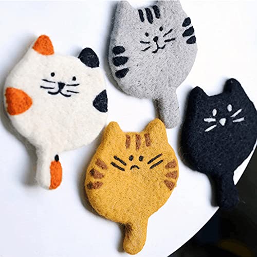 Well-Behaved Gift Felts Cup Creative and Cute Cup Cat Cushion Cushion Wool Cat Cute Placemat Kitchen，Dining & Bar Crate and Barrel (Grey, One Size)