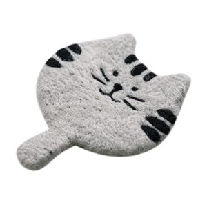 Well-Behaved Gift Felts Cup Creative and Cute Cup Cat Cushion Cushion Wool Cat Cute Placemat Kitchen，Dining & Bar Crate and Barrel (Grey, One Size)