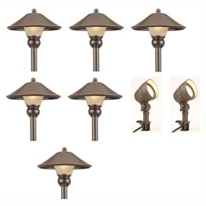 hampton bay low-voltage led bronze outdoor light kit (8-pack), 22.38″h x 3.5″d x 5″w