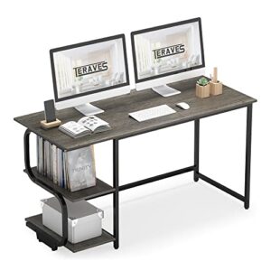 teraves reversible computer desk for small spaces,small desk with shelves,47 inch gaming desk office desk bedroom desk for home office