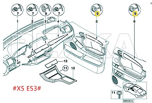 Rexka 20pcs Interior Trim Moulding Door Retainer Trim Finisher Clips E46 E90 E91 X5 Compatible with BMW E46 E90 E91 E92 320i 323i 325i 328i 330i M3 X5 E53 07149158194