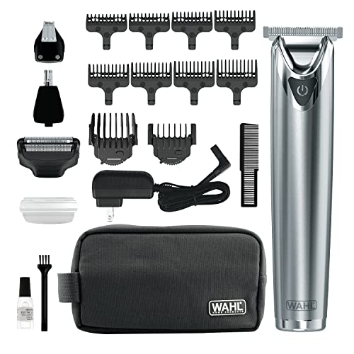 Wahl Stainless Steel Lithium Ion 2.0+ Beard Trimmer for Men - Electric Shaver & Nose Ear Trimmer - Rechargeable All in One Men's Grooming Kit - Model 9864SS