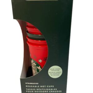 Starbucks Reusable Color Changing 6 Hot Cups - Limited Edition Holiday & Christmas Gift Hot Cups With Lids - 16 Ounces - (Pack of 6)