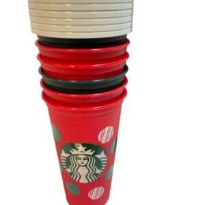 Starbucks Reusable Color Changing 6 Hot Cups - Limited Edition Holiday & Christmas Gift Hot Cups With Lids - 16 Ounces - (Pack of 6)