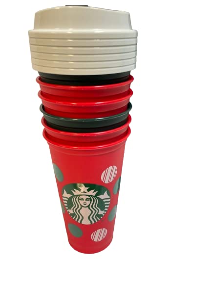 Starbucks Reusable Color Changing 6 Hot Cups - Limited Edition Holiday & Christmas Gift Hot Cups With Lids - 16 Ounces - (Pack of 6)