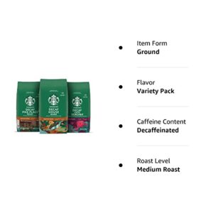 Starbucks Medium & Dark Roast Decaf Ground Coffee—Variety Pack—3 bags (12 oz each)