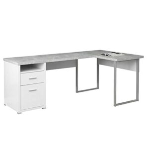 monarch specialties computer desk left or right facing white / cement-look 80″l