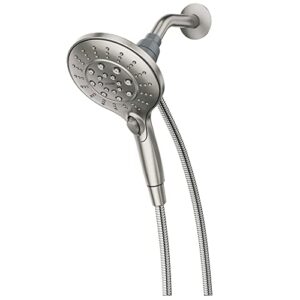 moen engage spot resist brushed nickel magnetix six-function 5.5-inch handheld showerhead with magnetic docking system, detachable shower head, 26112srn