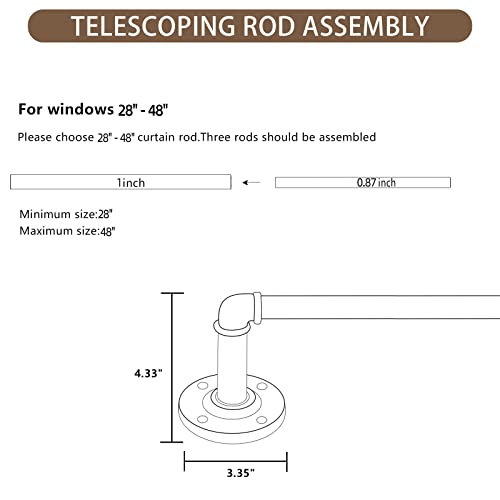 FELIDESIGN Outdoor Curtain Rod, 1 Inch Industrial Curtain Rod, Stainless Steel Curtain Rods, Black Curtain Rod, Curtain Rods for Windows 28 to 48, Rust Resistant for Indoor/Outdoor Use