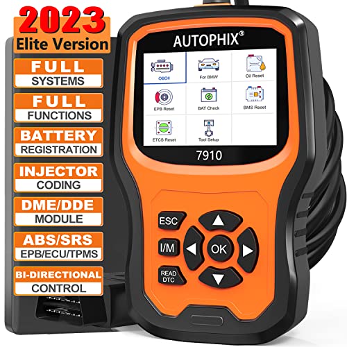 AUTOPHIX 7910 Elite Full Diagnostic Tool Compatible with BMW All Service Reset OBD2 Scanner All System Code Reader with Bi-Directional Test Battery Registration for BMW After 1996 [2023 Version]