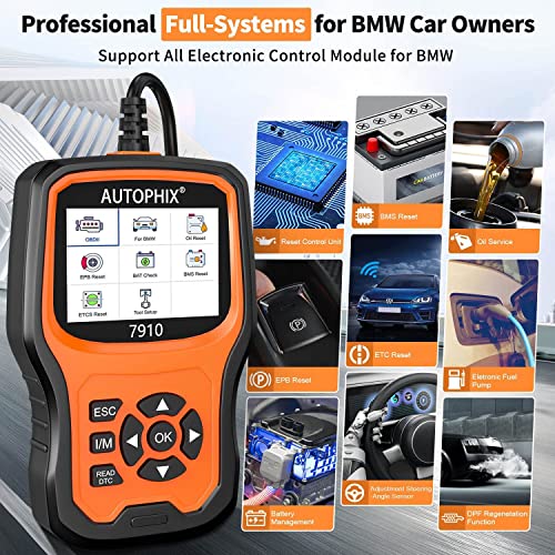 AUTOPHIX 7910 Elite Full Diagnostic Tool Compatible with BMW All Service Reset OBD2 Scanner All System Code Reader with Bi-Directional Test Battery Registration for BMW After 1996 [2023 Version]