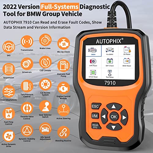 AUTOPHIX 7910 Elite Full Diagnostic Tool Compatible with BMW All Service Reset OBD2 Scanner All System Code Reader with Bi-Directional Test Battery Registration for BMW After 1996 [2023 Version]