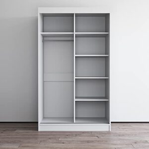 Aria 2 Door 47" Wardrobe (White with Mirror)