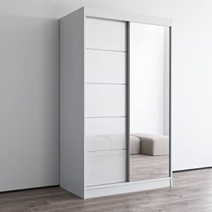 Aria 2 Door 47" Wardrobe (White with Mirror)