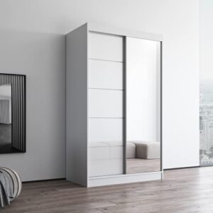 Aria 2 Door 47" Wardrobe (White with Mirror)