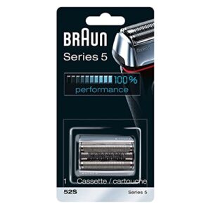 braun series 5 52s shavers replacement foil and trimmer head cassette with ultra-active-lift middle trimmer and crosshair designed foil, silver