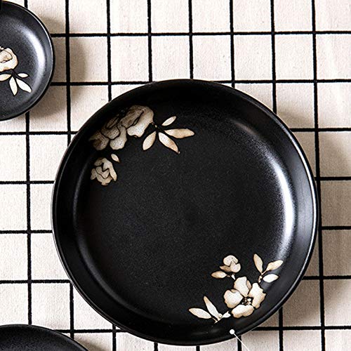 KOWMcp Dinner Plates Ceramic Plates Household Dishes Small Plate Dumpling Plate Breakfast Plate Black 16.5 * 2.3cm Ceramic Round Plate (Color : Gardenia)