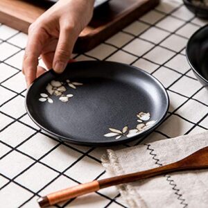 KOWMcp Dinner Plates Ceramic Plates Household Dishes Small Plate Dumpling Plate Breakfast Plate Black 16.5 * 2.3cm Ceramic Round Plate (Color : Gardenia)