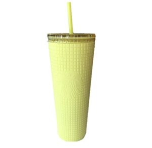 starbucks meadow yellow grid soft touch tumbler venti 24 oz