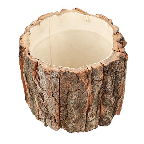 Cabilock Wood Flower Container Bark Flower Pot Small Wooden Bucket Barrel Planters Rustic Flower Planters for Indoor Home Decor Small Plants Holder 8cm