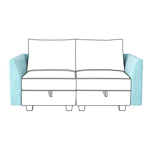 HONBAY Side Armrest Module for Modular Sofa Pair of Armrests for Sectional Modular Couch, Aqua Blue