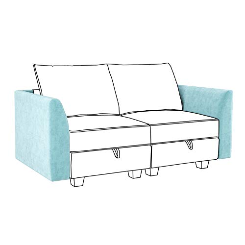 HONBAY Side Armrest Module for Modular Sofa Pair of Armrests for Sectional Modular Couch, Aqua Blue