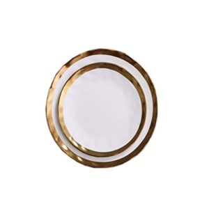 kowmcp dinner plates ceramic plate, restaurant steak plate, dessert plate, salad plate, gilded white matte retro ceramic plate (size : small)