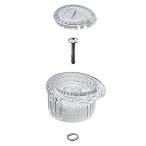 moen 100710 posi-temp one-handle tub and shower replacement knob handle kit, white and chrome knob insert