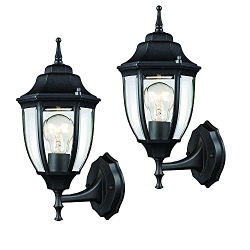 Outdoor Black Wall Lantern (2-Pack)