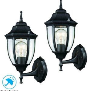 Outdoor Black Wall Lantern (2-Pack)