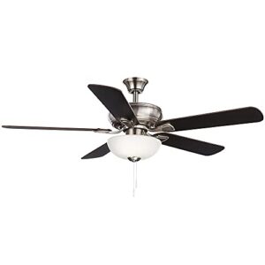 hampton bay rothley ii 52 in. brushed nickel led ceiling fan with light kit