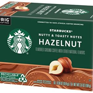 Starbucks Flavored Coffee K-Cup Pods, Hazelnut Flavored Coffee, Made without Artificial Flavors, Keurig Genuine K-Cup Pods, 10 CT K-Cups/Box (Pack of 2 Boxes)