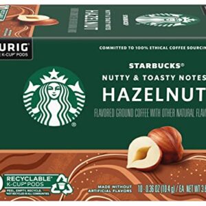 Starbucks Flavored Coffee K-Cup Pods, Hazelnut Flavored Coffee, Made without Artificial Flavors, Keurig Genuine K-Cup Pods, 10 CT K-Cups/Box (Pack of 2 Boxes)