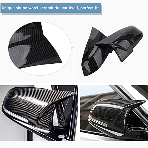 Door Rearview Mirror Cover Cap Carbon Fiber Replacement for BMW F20 F22 F30 F31 F32 F33 F36 F87 M2 X1 E84 328i 330i 335i 428i 435i (2PCS)