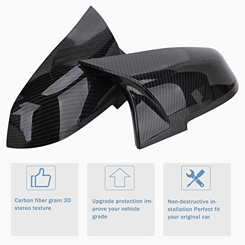 Door Rearview Mirror Cover Cap Carbon Fiber Replacement for BMW F20 F22 F30 F31 F32 F33 F36 F87 M2 X1 E84 328i 330i 335i 428i 435i (2PCS)