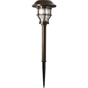 hampton bay solar brass outdoor integrated led 2500k vintage bulb landscape pathway light set (6-pac