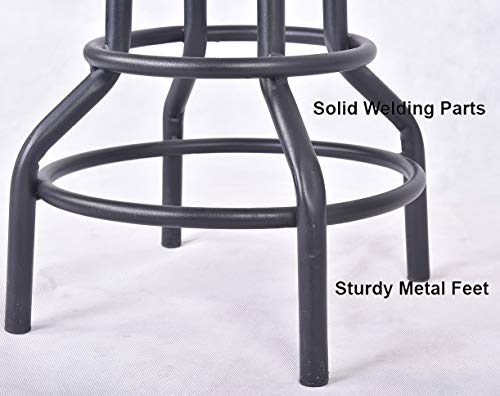 Diwhy Industrial Vintage Bar Stool,Kitchen Counter Height Adjustable Screw Stool ,Swivel Bar Stool,Metal Wood Stool,27 Inch,Fully Welded Set of 2 (Wooden Top)