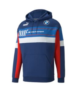 puma men’s standard bmw mms essentials fleece hoodie, estate blue, x-large