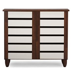 Baxton Studio Wholesale Interiors Gisela Oak and White 2-Tone Shoe Cabinet with 2 Doors