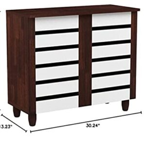 Baxton Studio Wholesale Interiors Gisela Oak and White 2-Tone Shoe Cabinet with 2 Doors